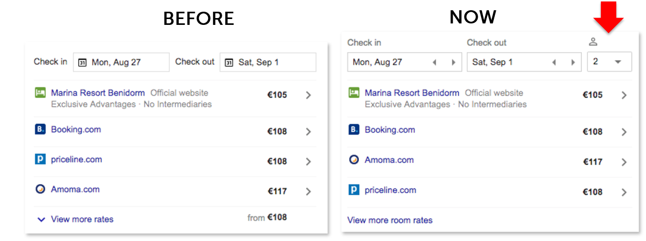 New feature on Google Hotel Ads: Occupancy filters